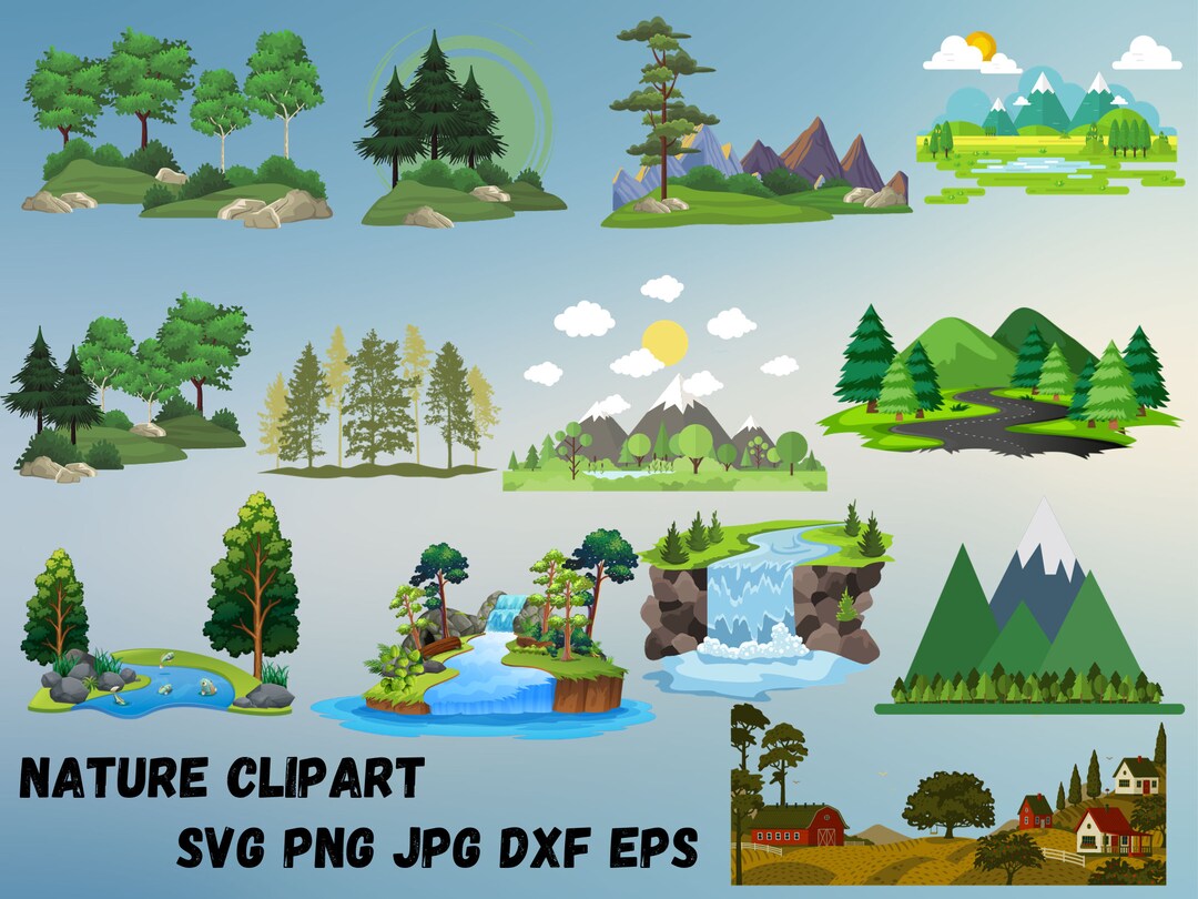 Natural Landscape Clipart , Adventure Svg Bundle , Forest View Clipart ...