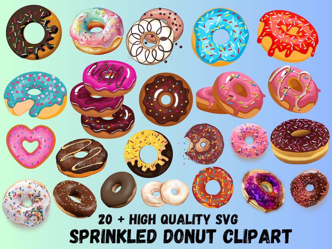 Sprinkled Donut Clipart , Best Quality Donut Clipart , Set of 20 ...