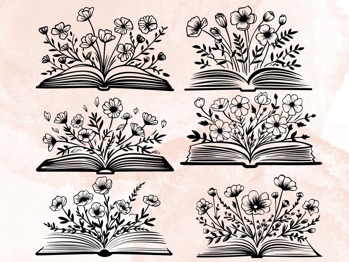 Floral Book SVG, Book With Flowers Svg, Book Svg, Reading Svg, Read ...