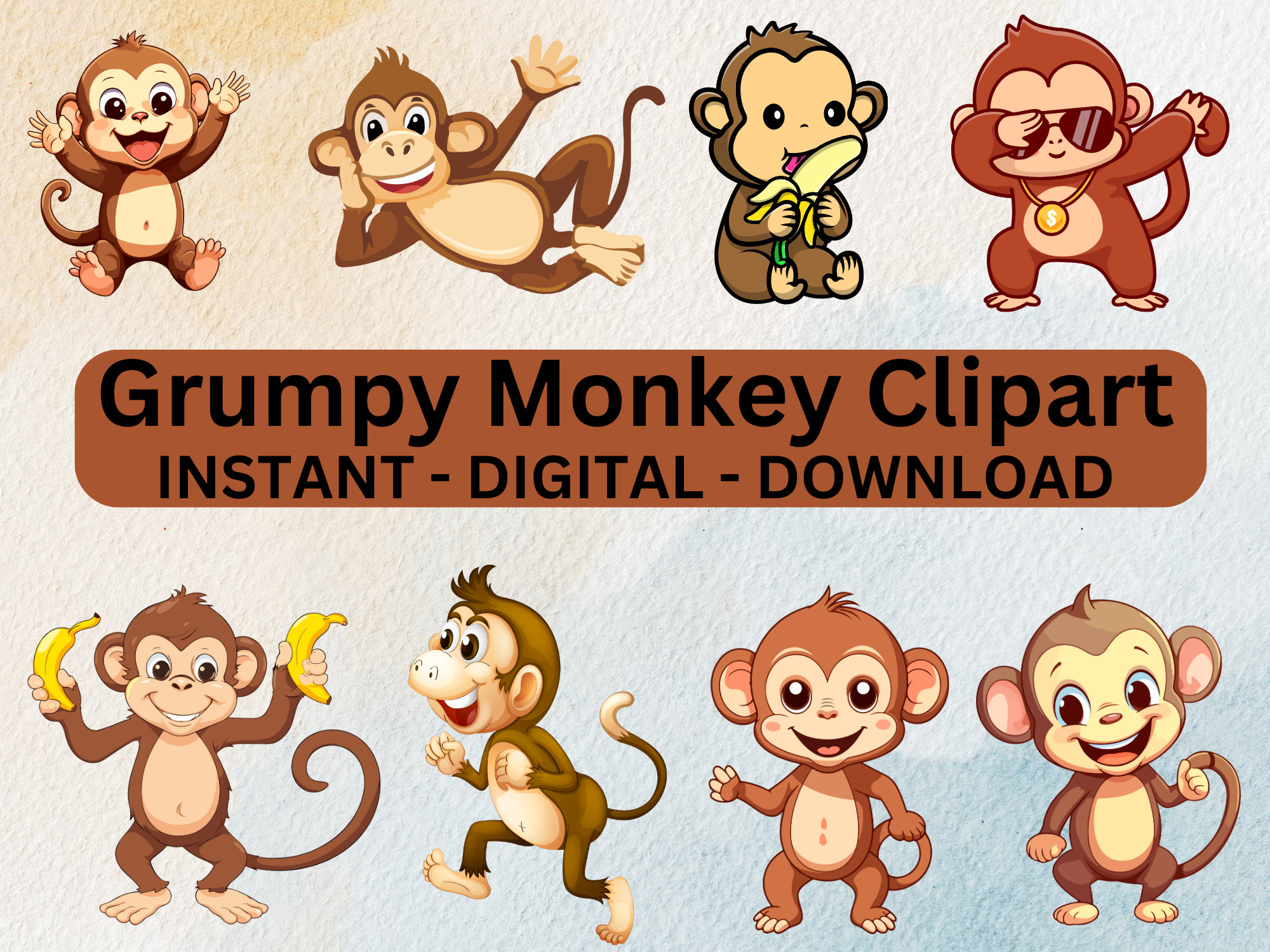 Grumpy Monkey Clip Art , Grumpy Monkey Party Clip Art Pack , Monkey ...