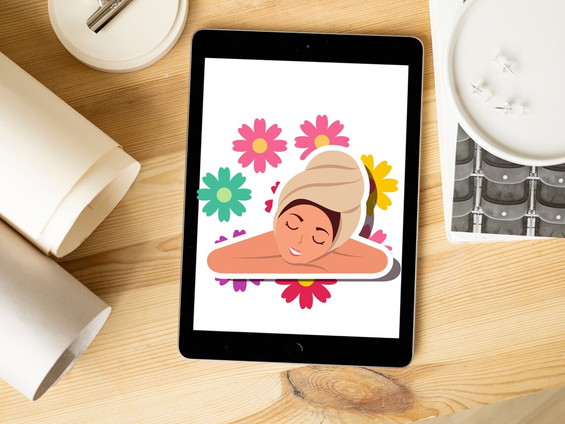 Spa Clipart, Self Care Clipart, Pink Cosmetics Clipart, Relax Me Time ...