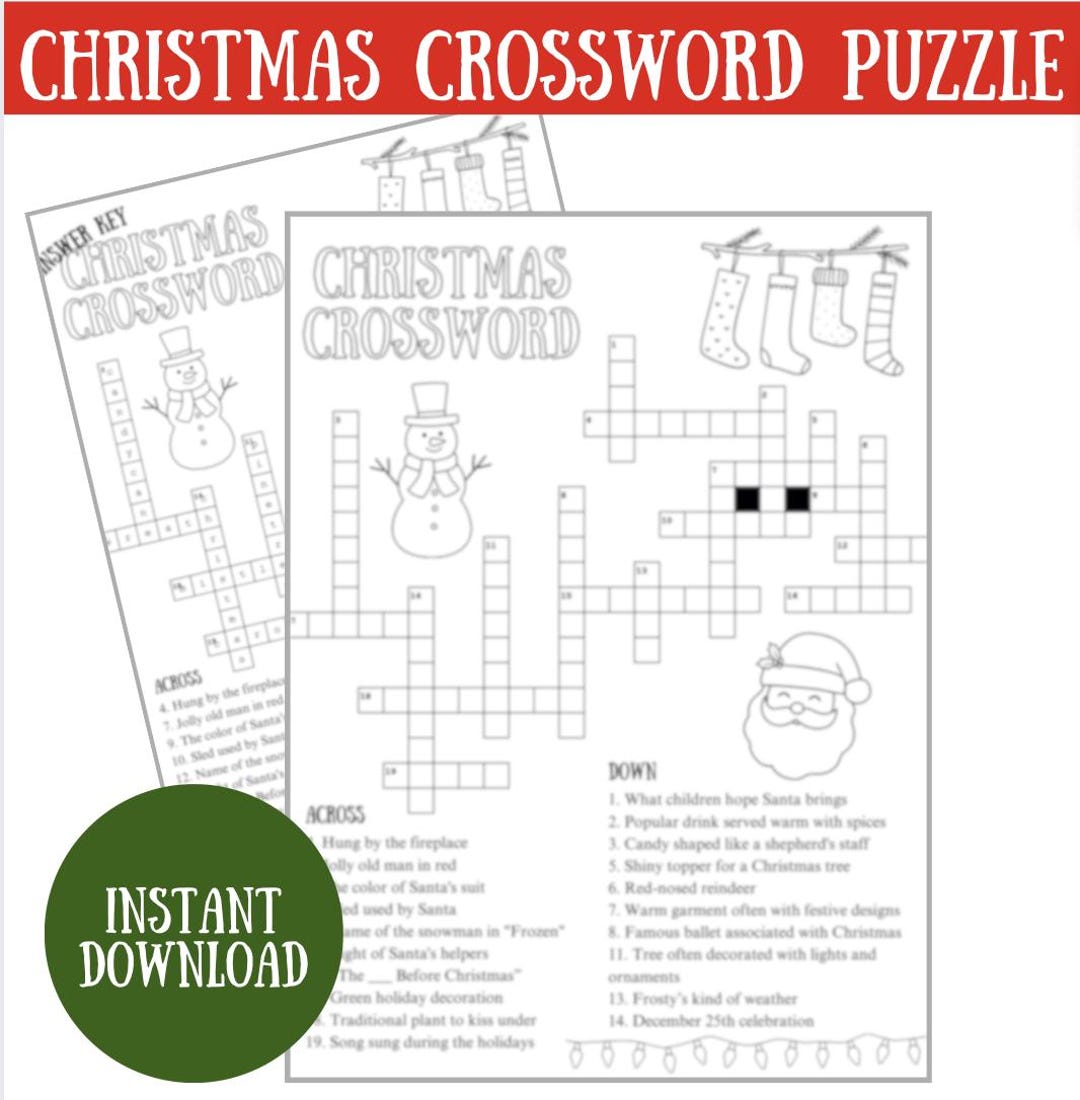 Fun Christmas Crossword Puzzle for Students Holiday-themed Activity for ...