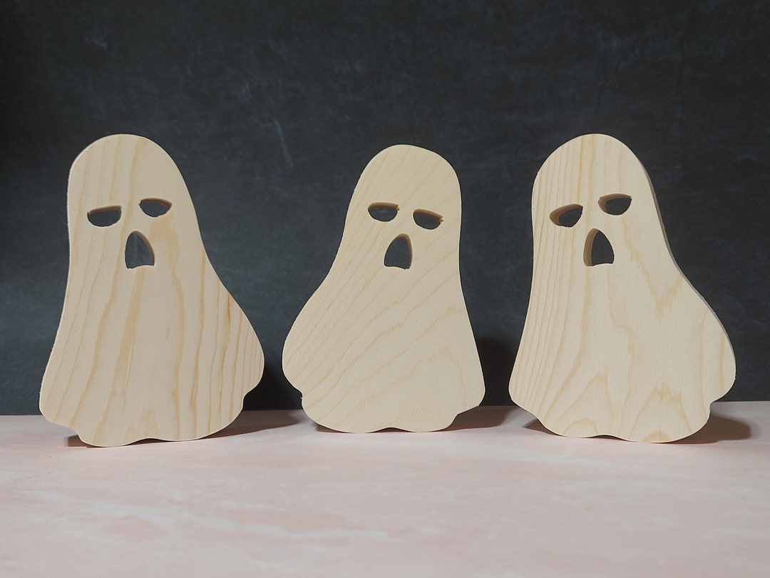 3 Unfinished Wood Ghost Cutouts. Standing Wooden Ghost Shape. Halloween ...