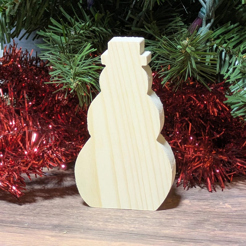 Unfinished Wood Snowman Cutout. Standing Christmas Craft Shape. Blank ...