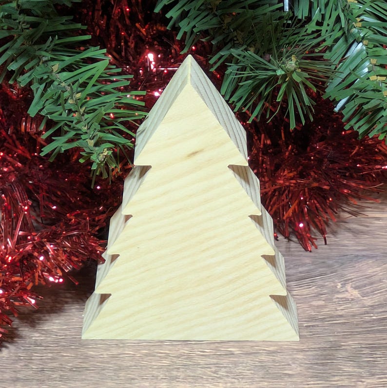 Unfinished Wood Christmas Tree Cutout. Standing Holiday Craft Shape ...
