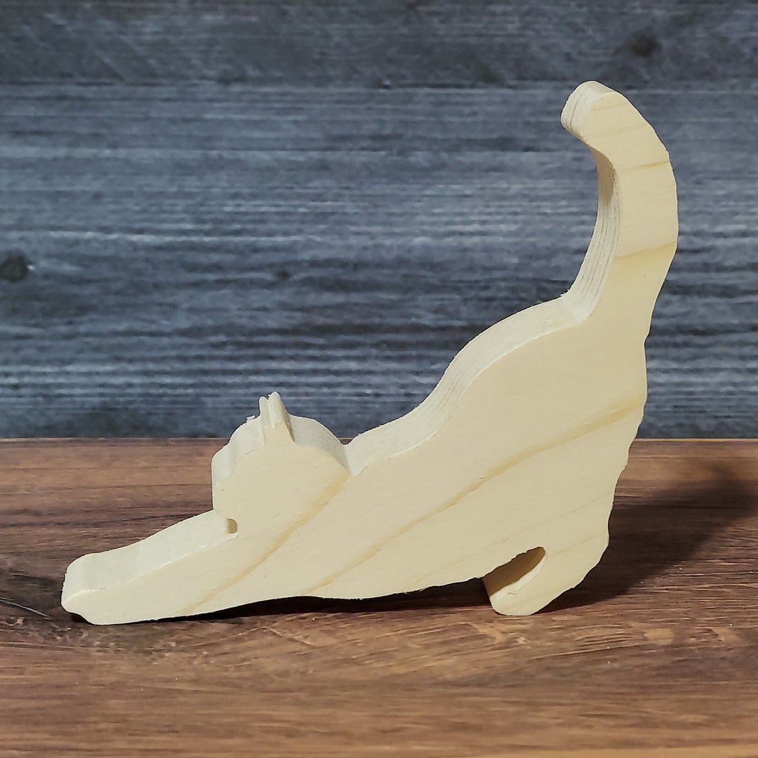 Unfinished Wood Cat Cutout. Standing Wooden Black Cat Shape. Halloween ...