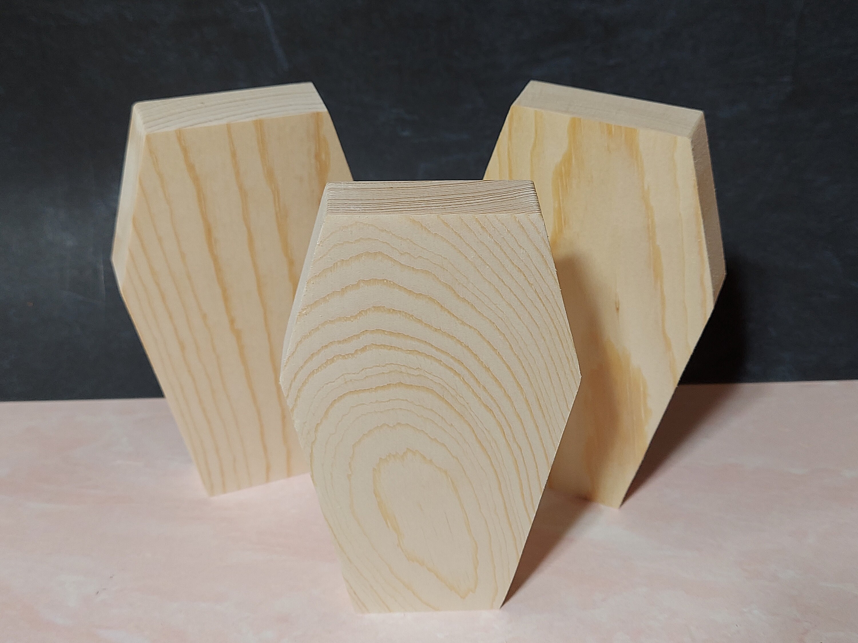 3 Unfinished Wood Coffin Cutout. Standing Wooden Casket Shape ...
