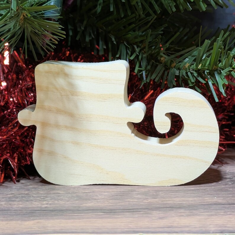 Unfinished Wood Elf Boot Cutout. Standing Christmas Craft Shape. Wooden ...
