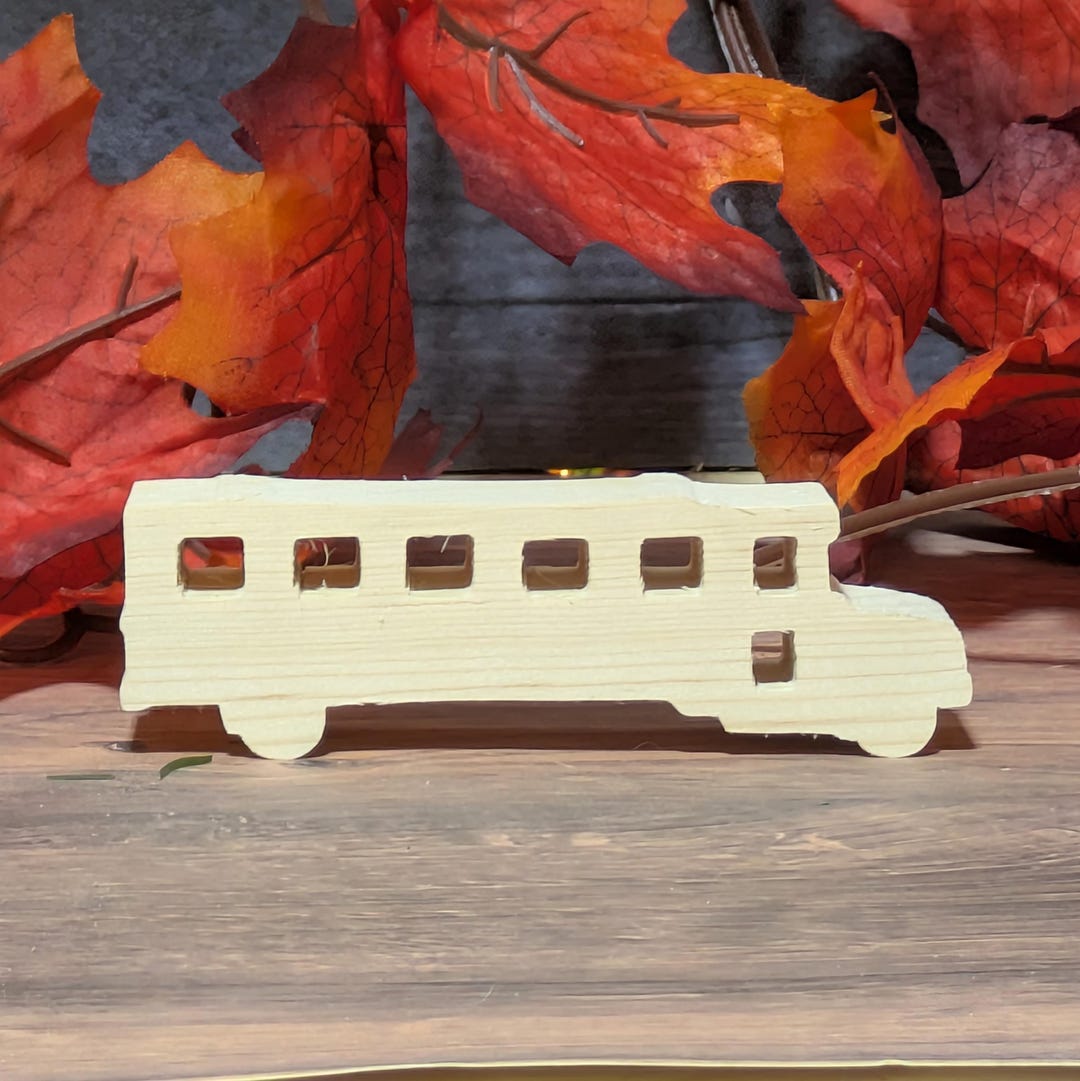 Unfinished Wood School Bus Cutout. Standing Classroom Craft Shape ...