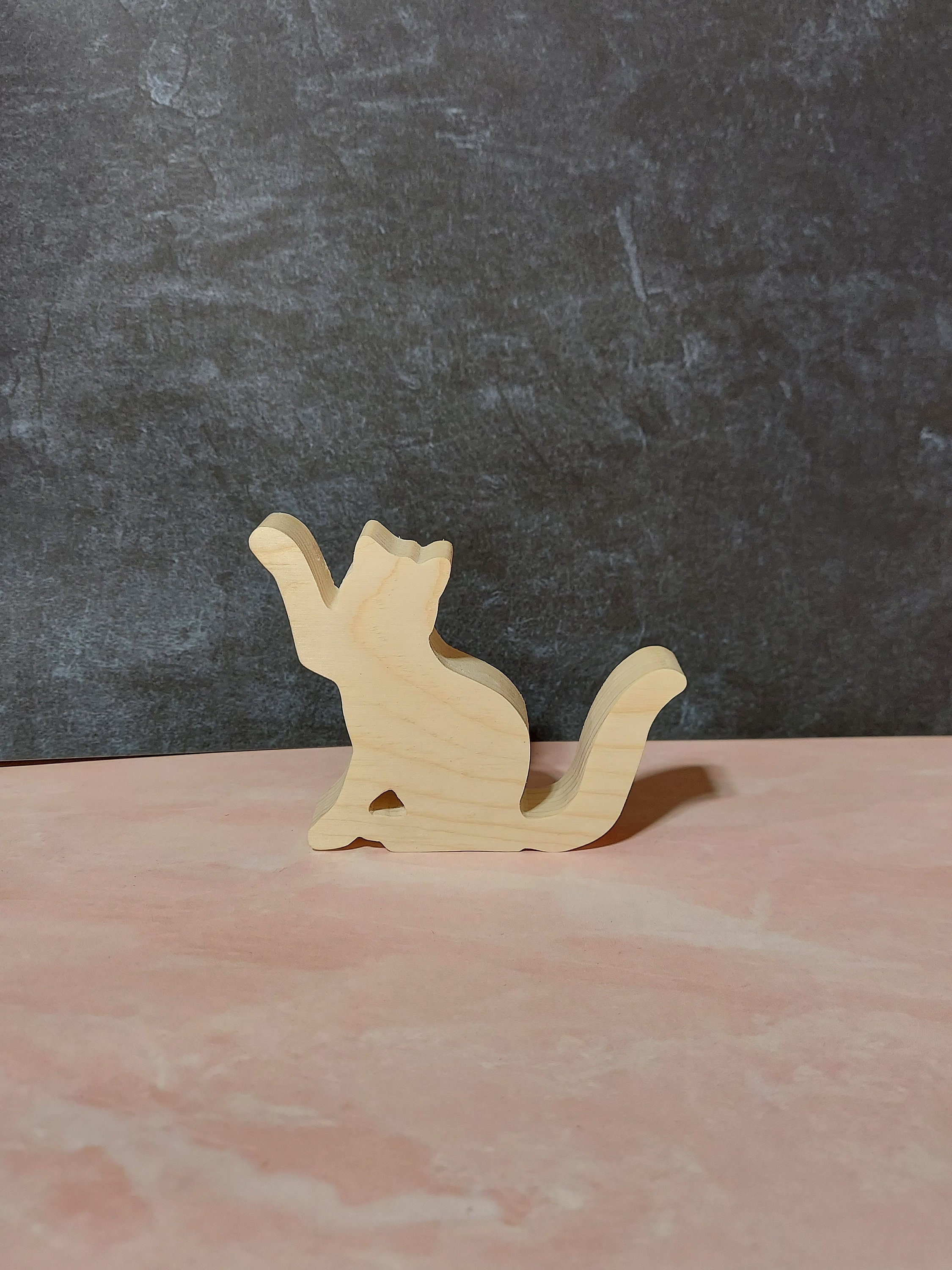 3 Unfinished Wood Cat Cutouts. Standing Wooden Cat Shape. Black Cat ...