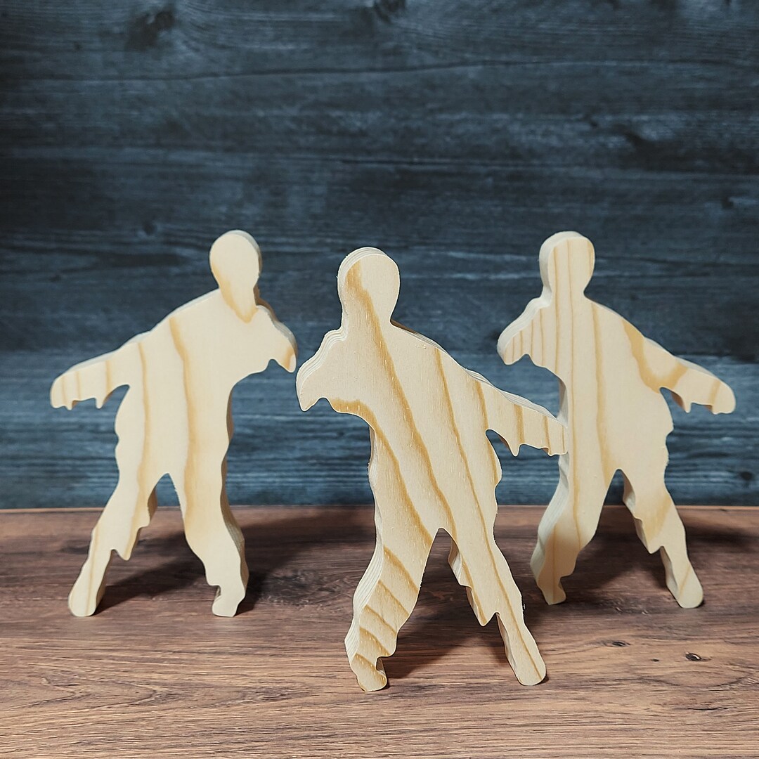 10 or 20 Unfinished Wood Zombie Cutouts. Standing Wooden Zombie Shapes ...
