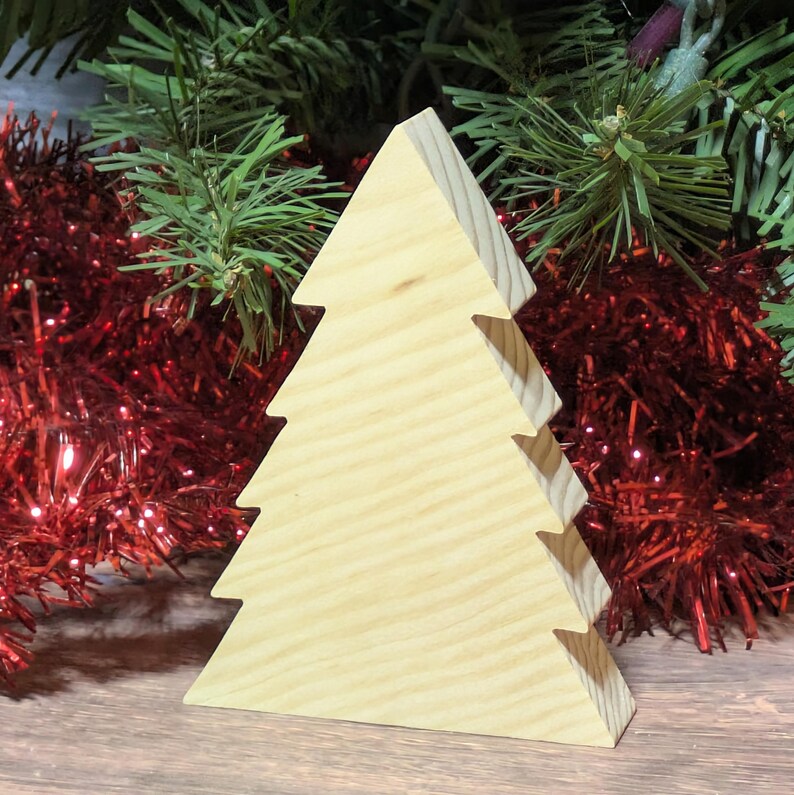 Unfinished Wood Christmas Tree Cutout. Standing Holiday Craft Shape ...