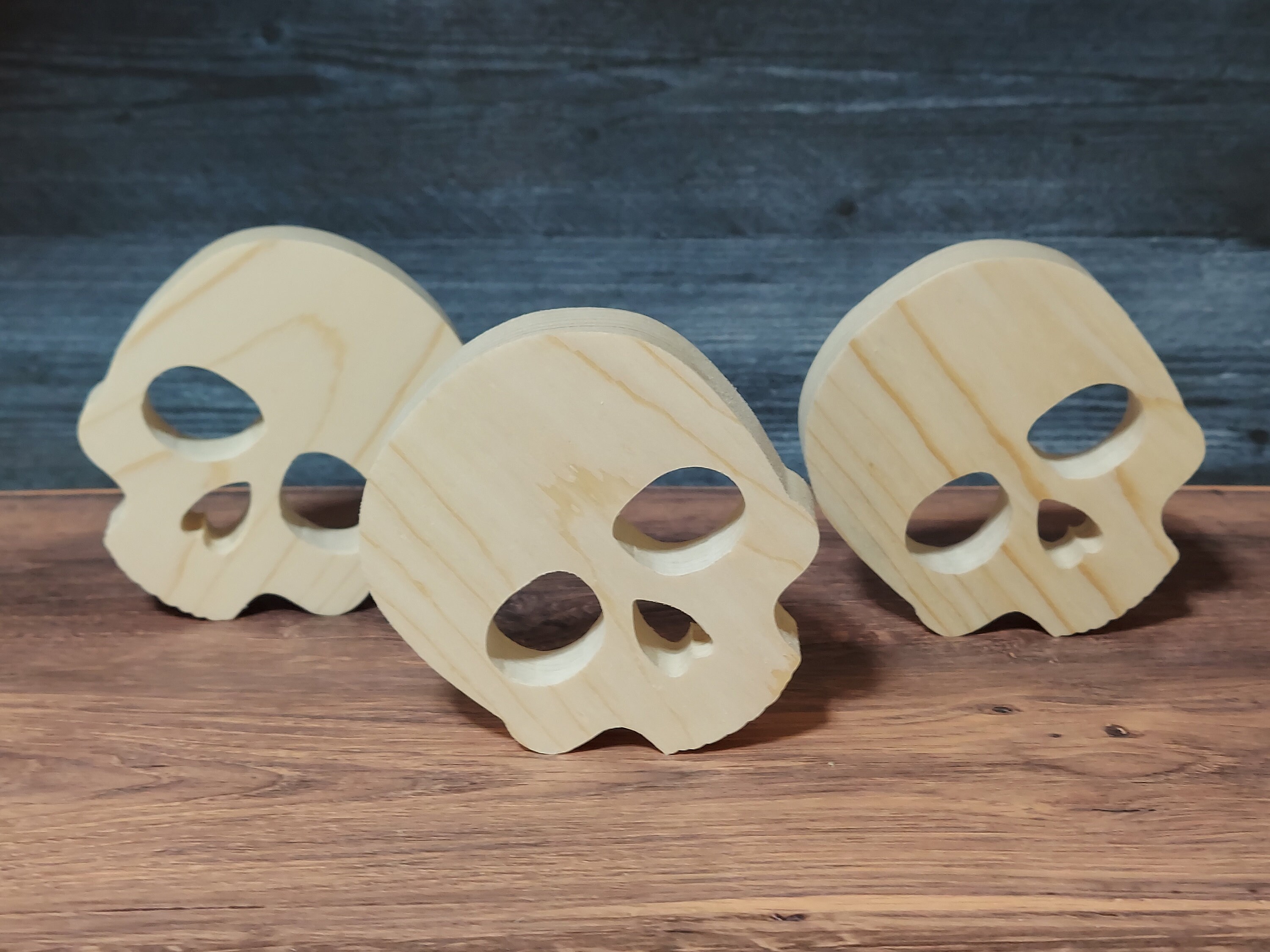 10 or 20 Unfinished Wood Skull Cutout. Standing Wooden Skeleton Shape ...