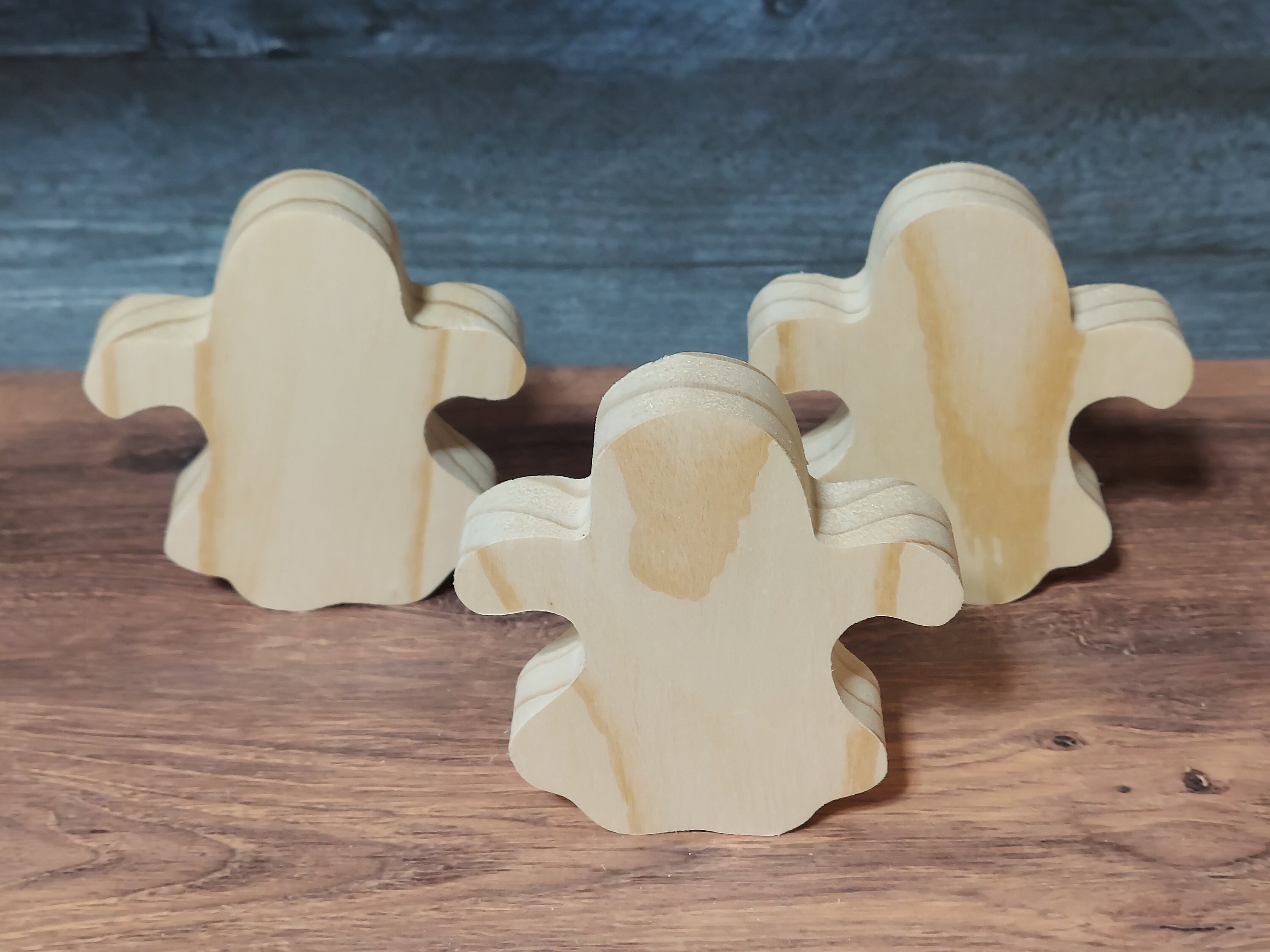 3 Unfinished Wood Ghost Cutouts. Standing Wooden Ghoul Shape. Halloween ...