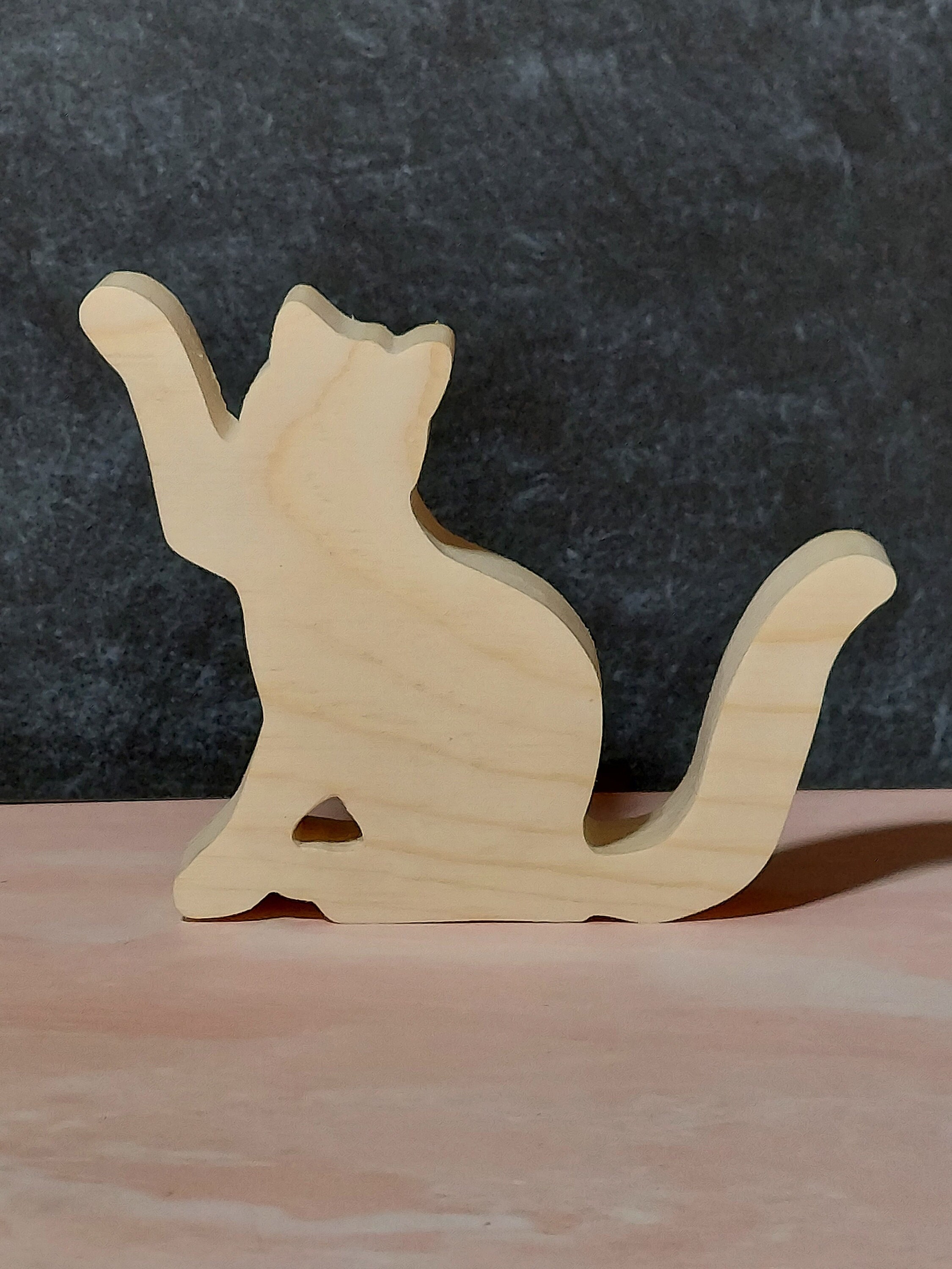 3 Unfinished Wood Cat Cutouts. Standing Wooden Cat Shape. Black Cat ...