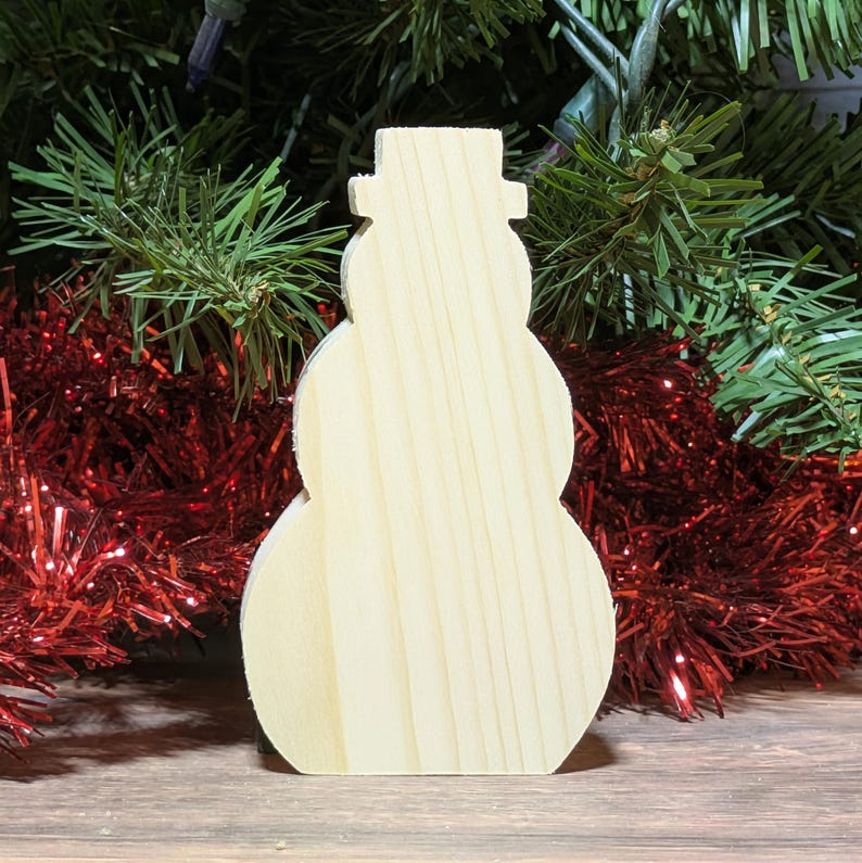 Unfinished Wood Snowman Cutout. Standing Christmas Craft Shape. Blank ...