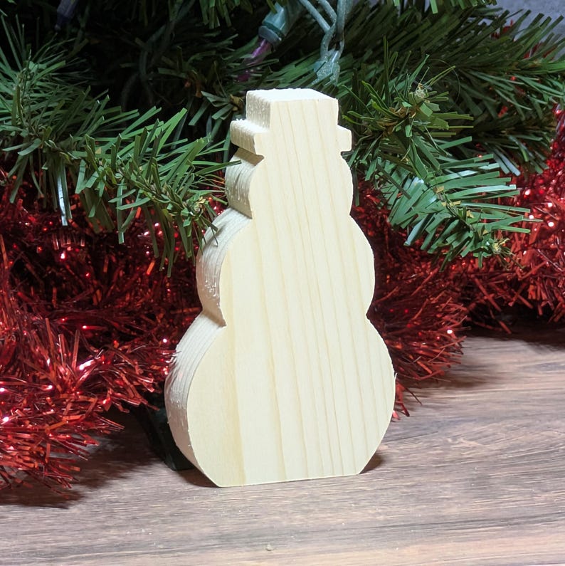 Unfinished Wood Snowman Cutout. Standing Christmas Craft Shape. Blank ...