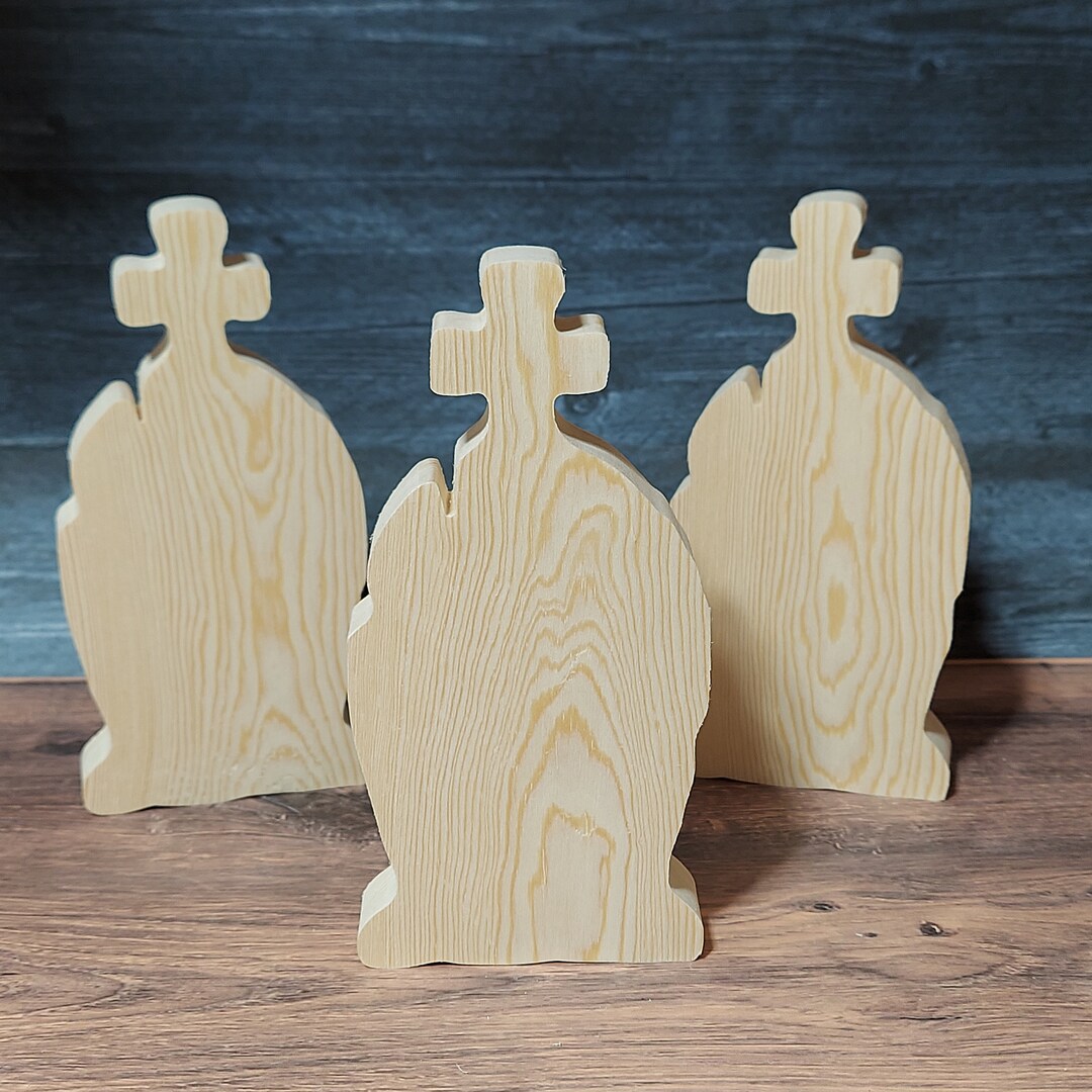 10 or 20 Unfinished Wood Tombstone Cutouts. Standing Wooden Gravestone ...