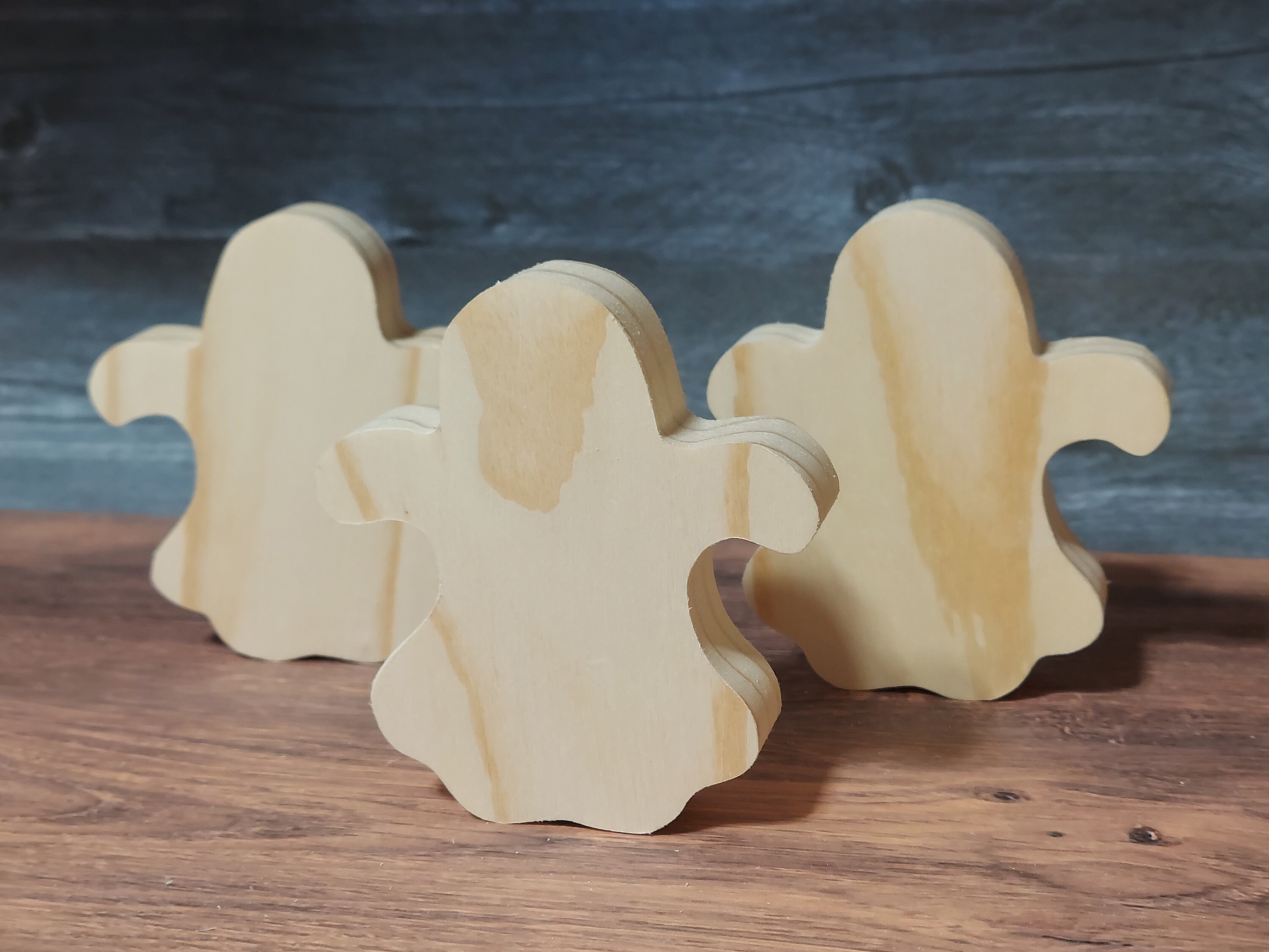 3 Unfinished Wood Ghost Cutouts. Standing Wooden Ghoul Shape. Halloween ...