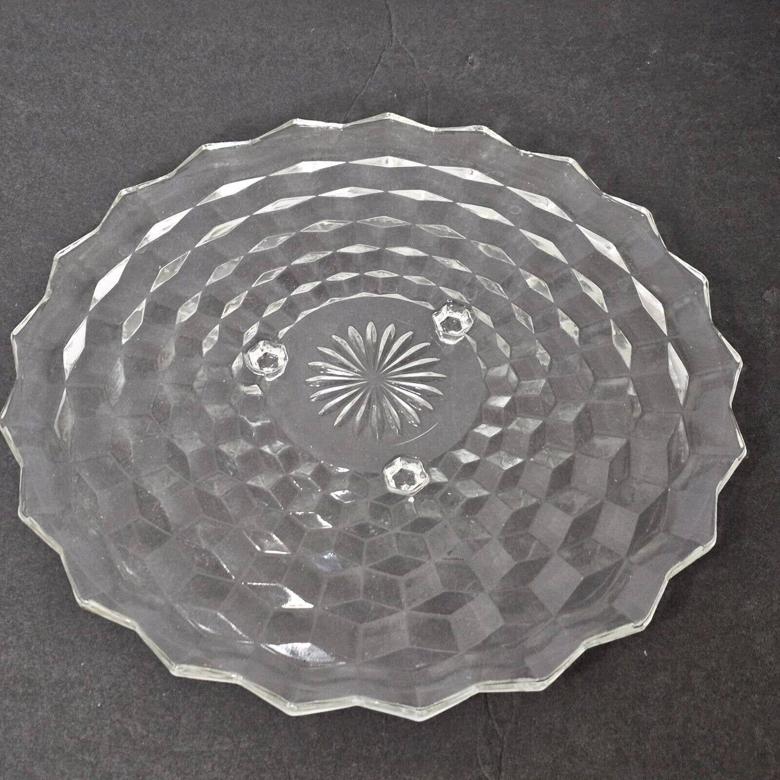 Vintage Indiana Glass Whitehall Round Footed Clear Cake Plate Cube ...