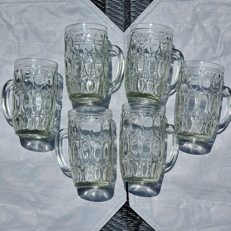 Vintage Dimple Beer Mugs 16 Oz Clear Glasses Lot of 6 - Etsy Australia