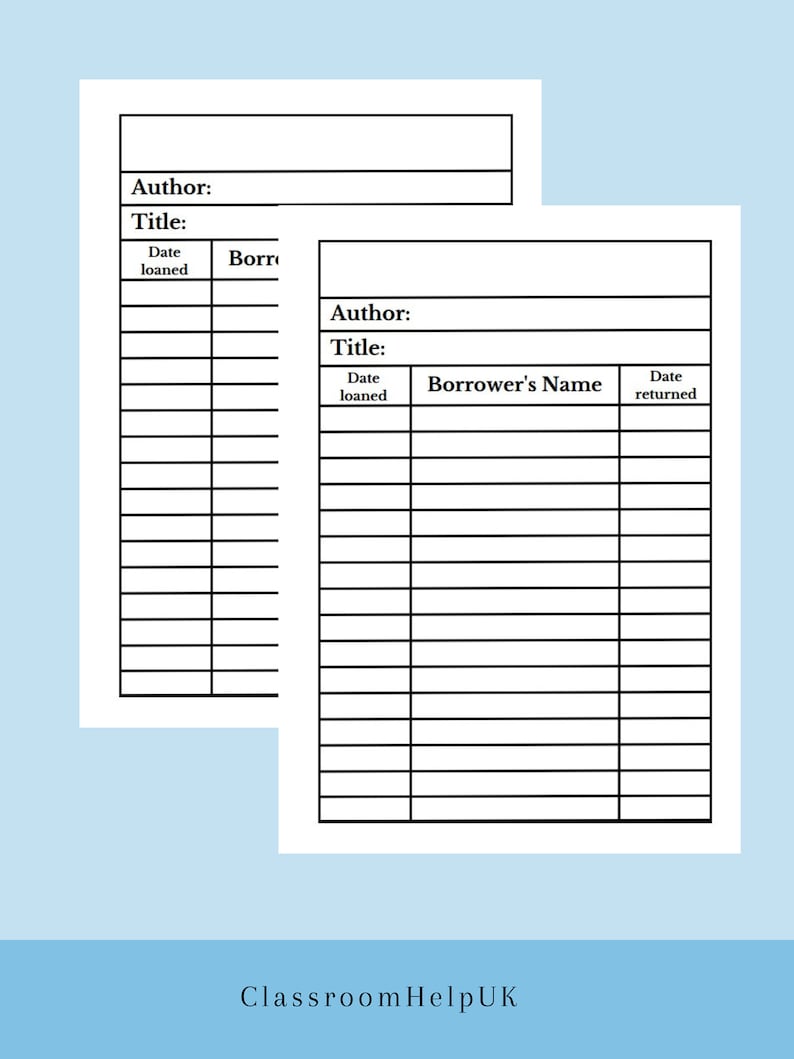Book Sign-out Sheet Template Reading/library Aids Instant Digital ...