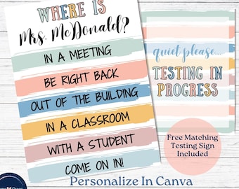 Editable Teacher Door Sign, Personalized School Counselor Sign, Where ...