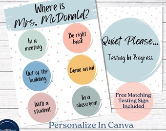 Editable Teacher Door Sign, Personalized School Counselor Sign, Where ...