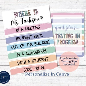 Editable Teacher Door Sign, Personalized School Counselor Sign, Where ...