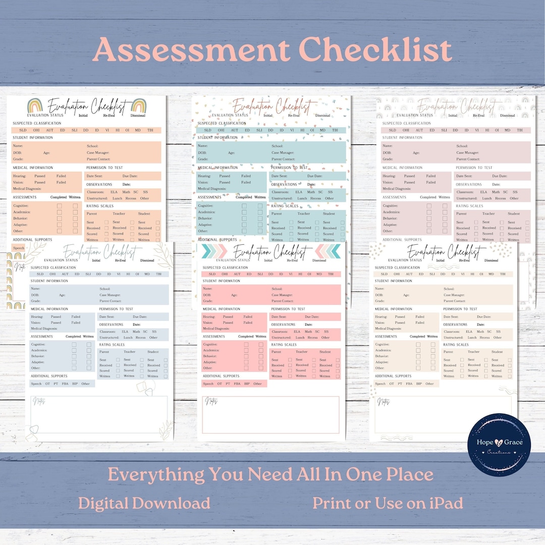 School Psychologist Assessment Checklist, Educational Diagnostician ...
