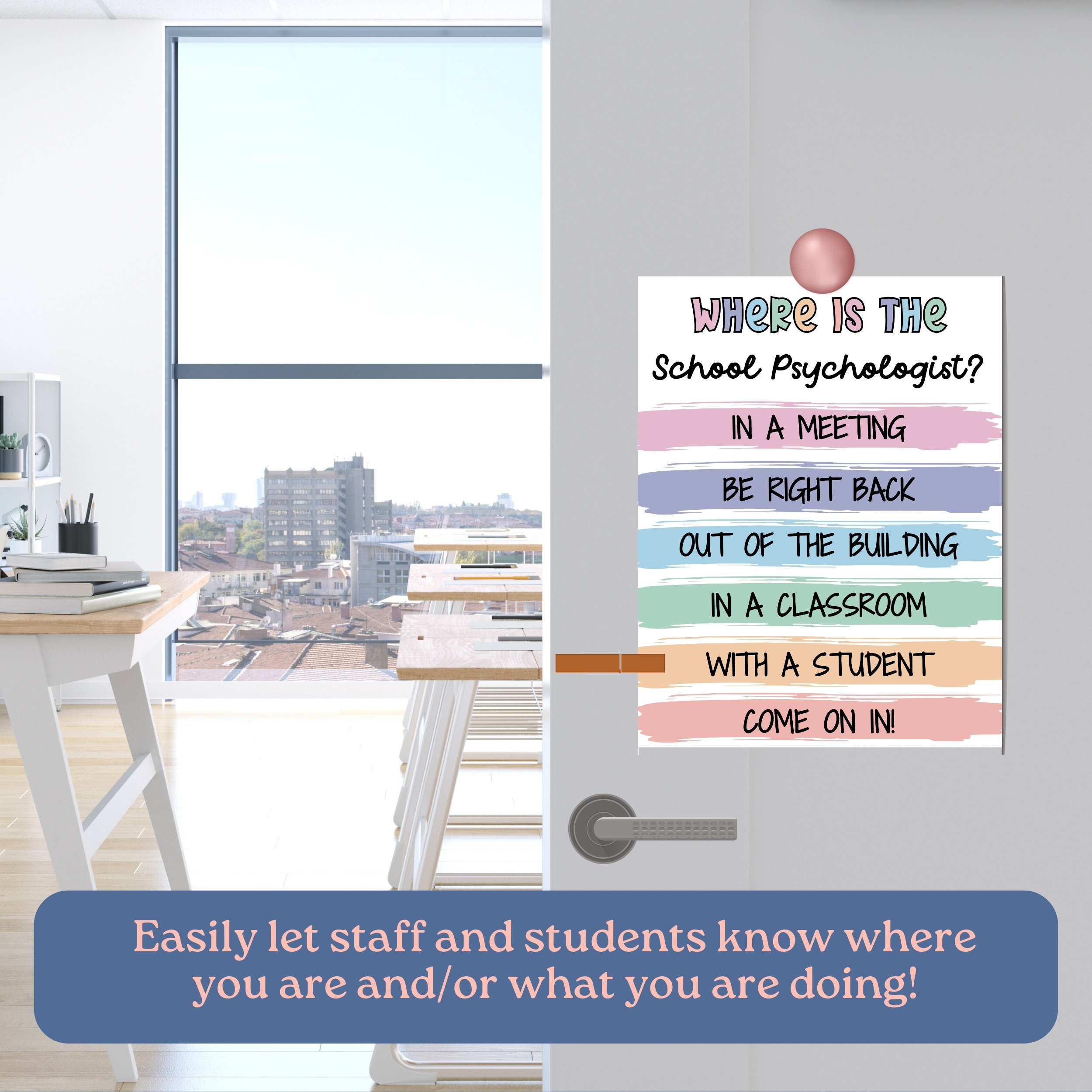 School Psychologist Door Sign, Pastel Where is the School Psych Sign ...