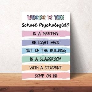 School Psychologist Door Sign, Pastel Where is the School Psych Sign ...