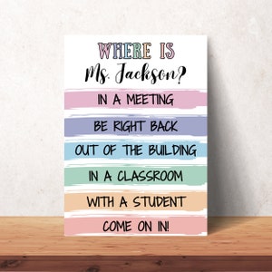 Editable Teacher Door Sign, Personalized School Counselor Sign, Where ...