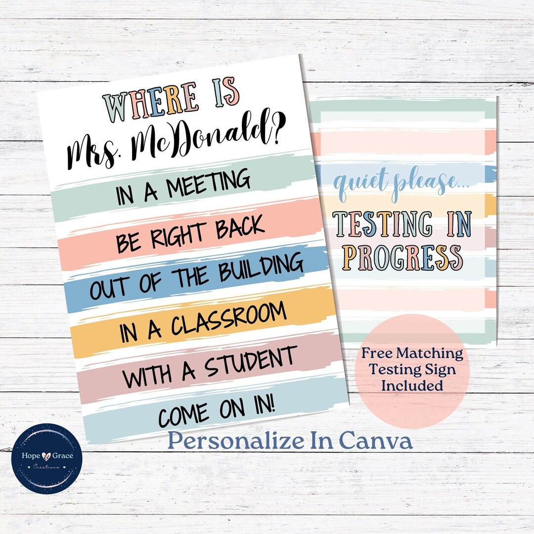 Editable School Counselor Door Sign, Boho Where is the School ...