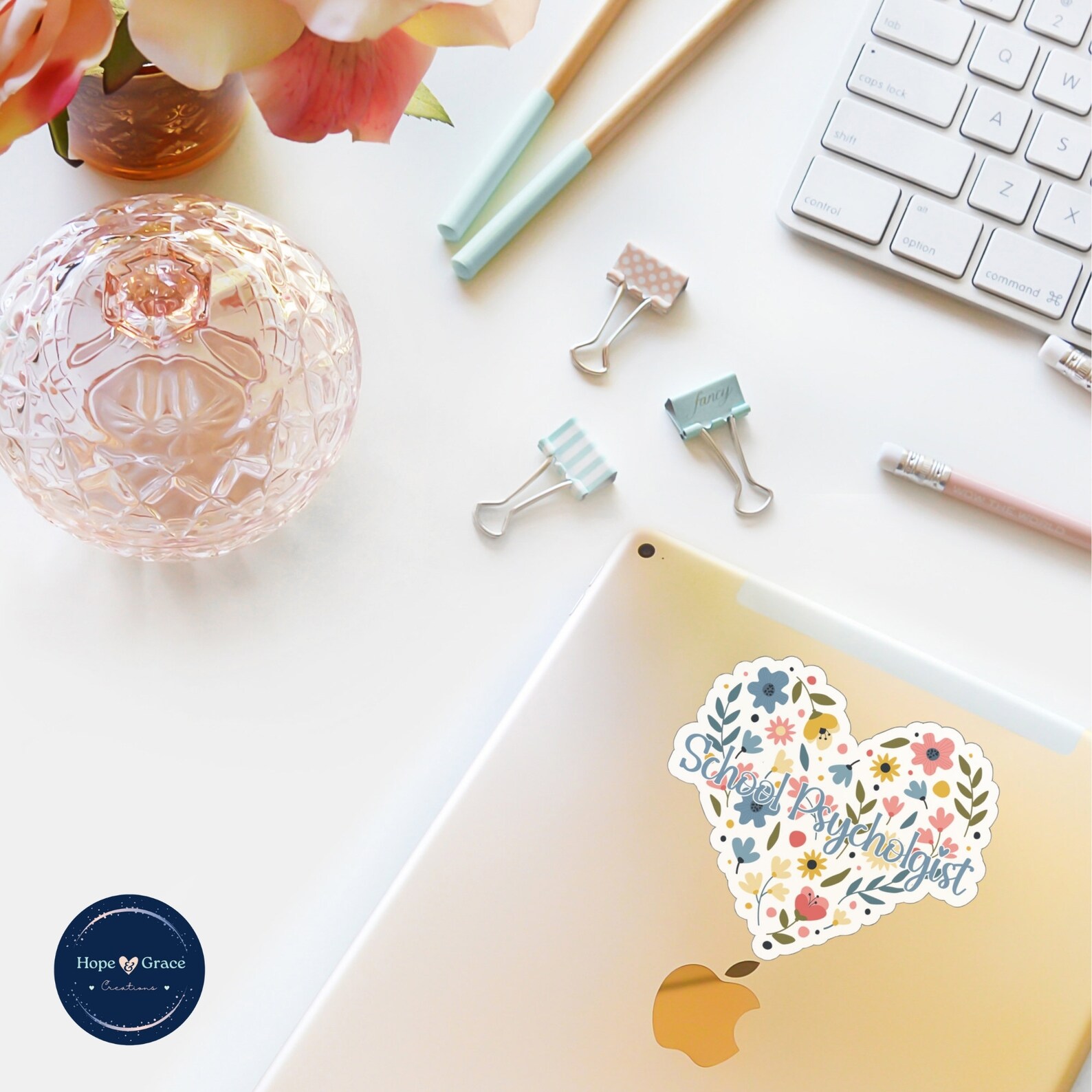 School Psychologist Sticker, Floral Heart School Psych Sticker, Gift ...