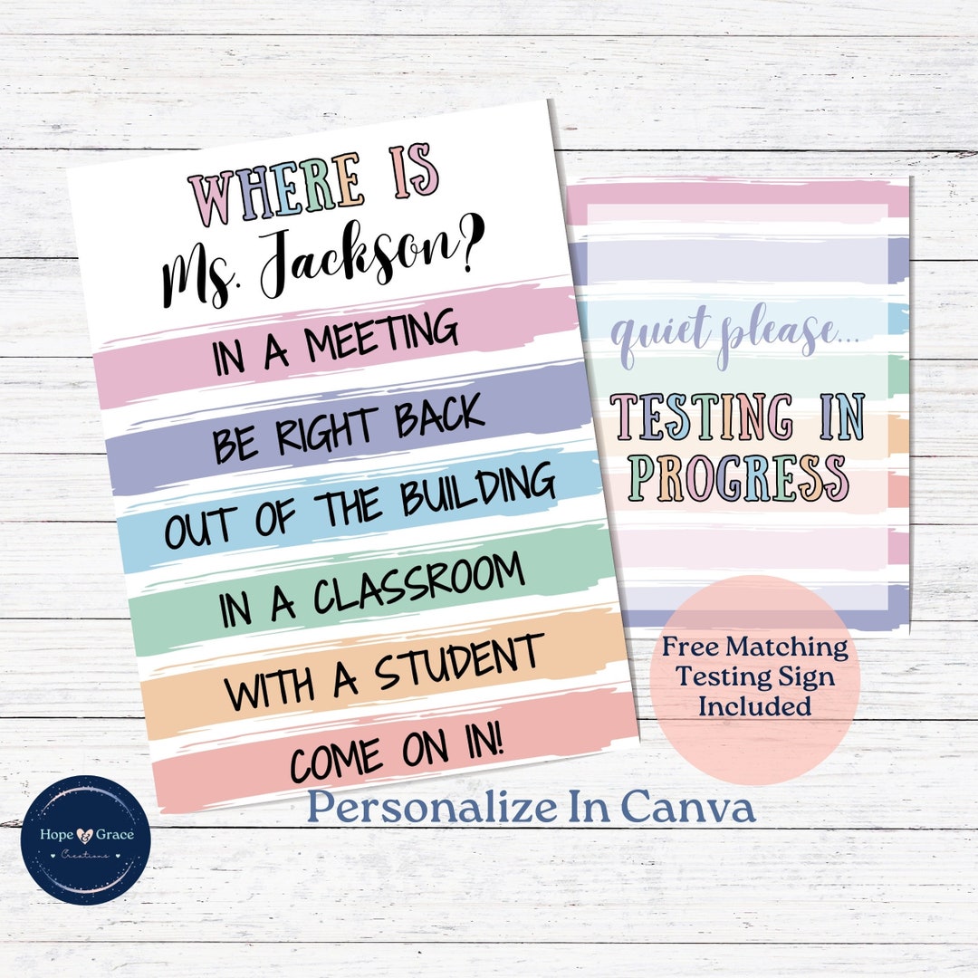 Editable Teacher Door Sign, Personalized School Counselor Sign, Where ...