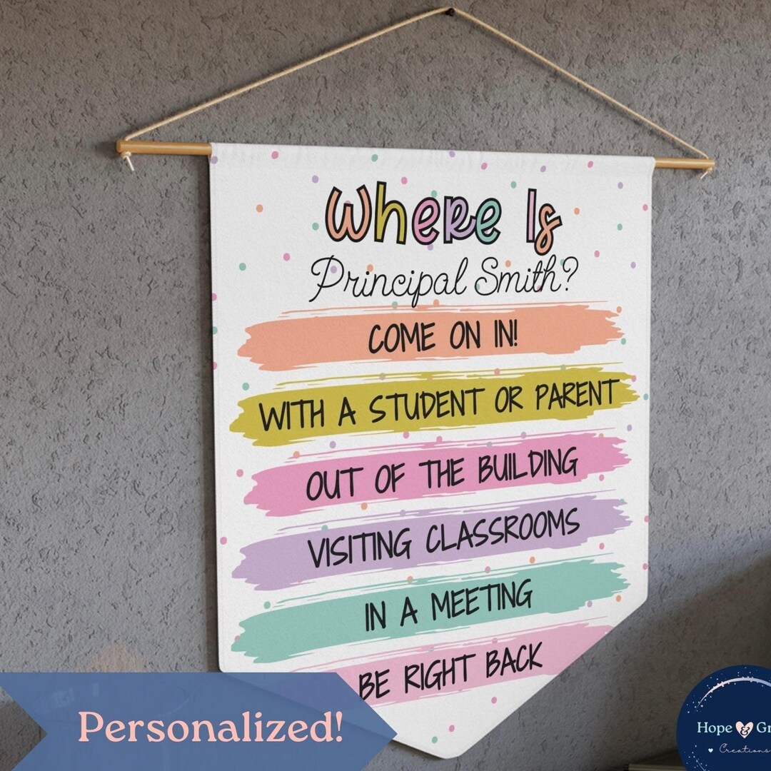 Door Sign for Principal, Pastel Personalized Where is the Principal ...