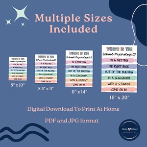 School Psychologist Door Sign, Pastel Where is the School Psych Sign ...