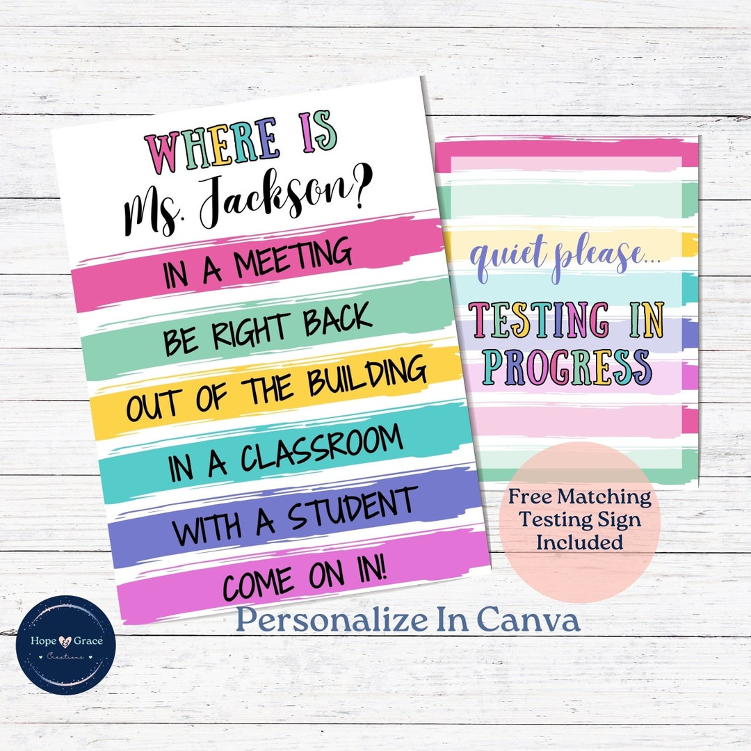 Editable Teacher Door Sign, Personalized School Counselor Sign, Where ...