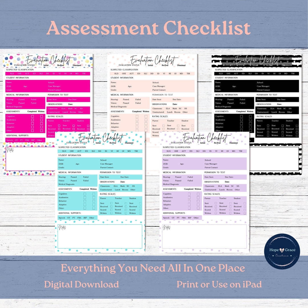 School Psychologist Assessment Checklist, Educational Diagnostician ...