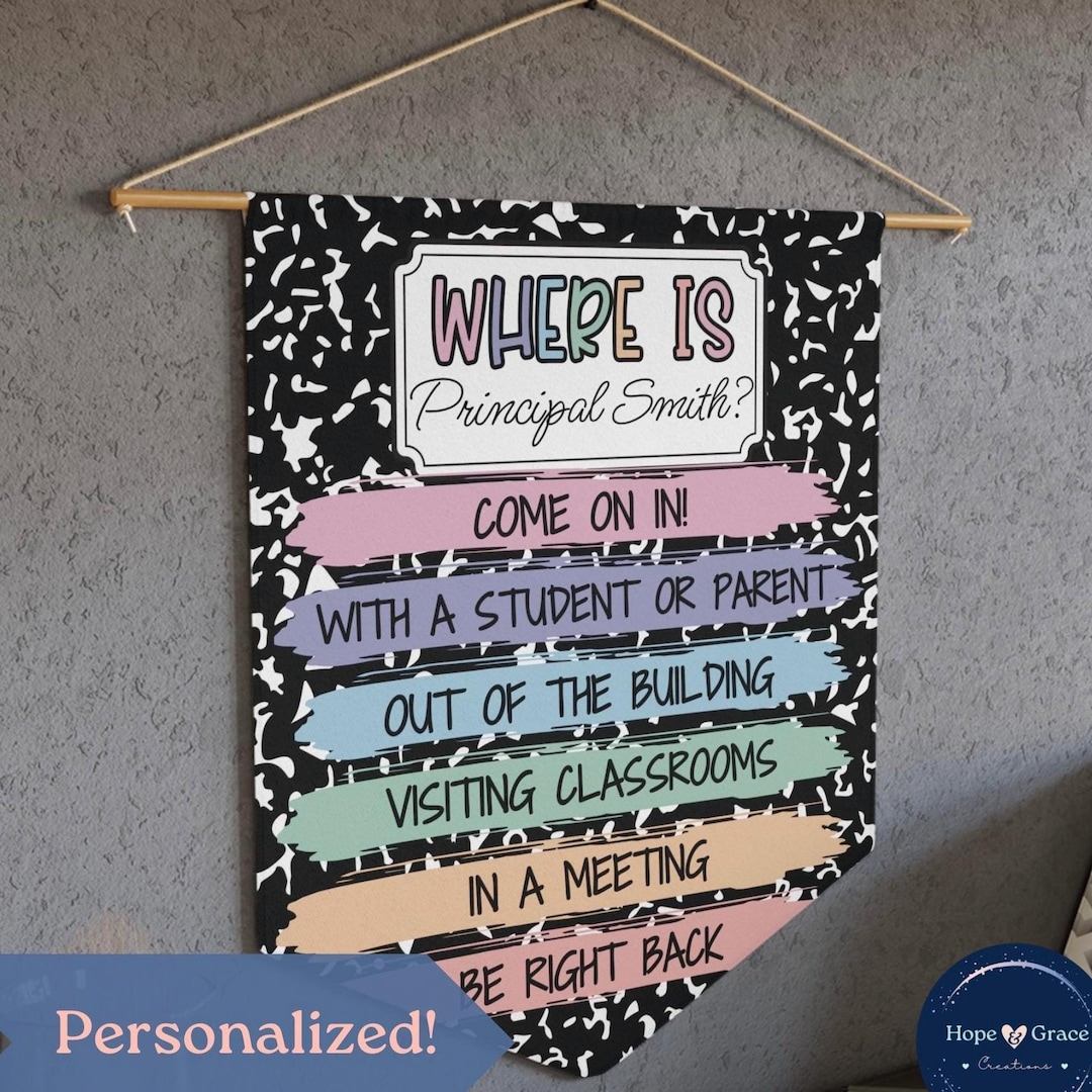 Door Sign for Principal, Composition Notebook Personalized Where is the ...
