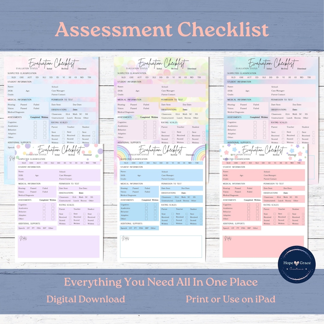School Psychologist Assessment Checklist, Educational Diagnostician ...