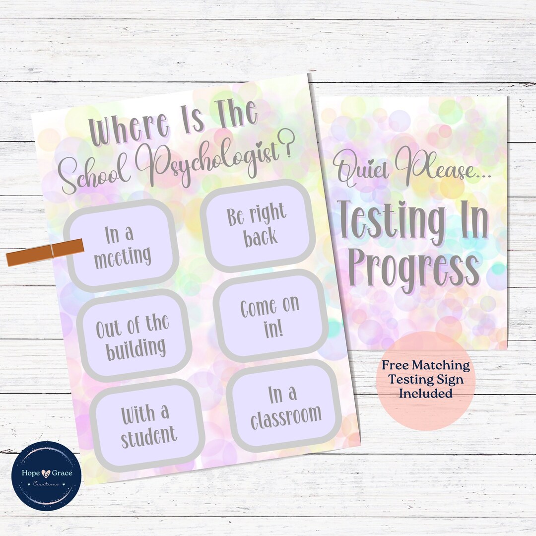 School Psychologist Door Sign, Pastel Where is the School Psych Sign ...