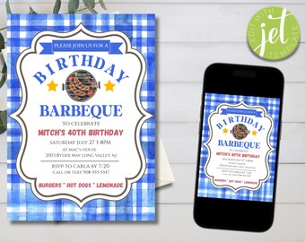 BBQ Birthday Invitation for Barbeque Birthday Party Invite Summer ...