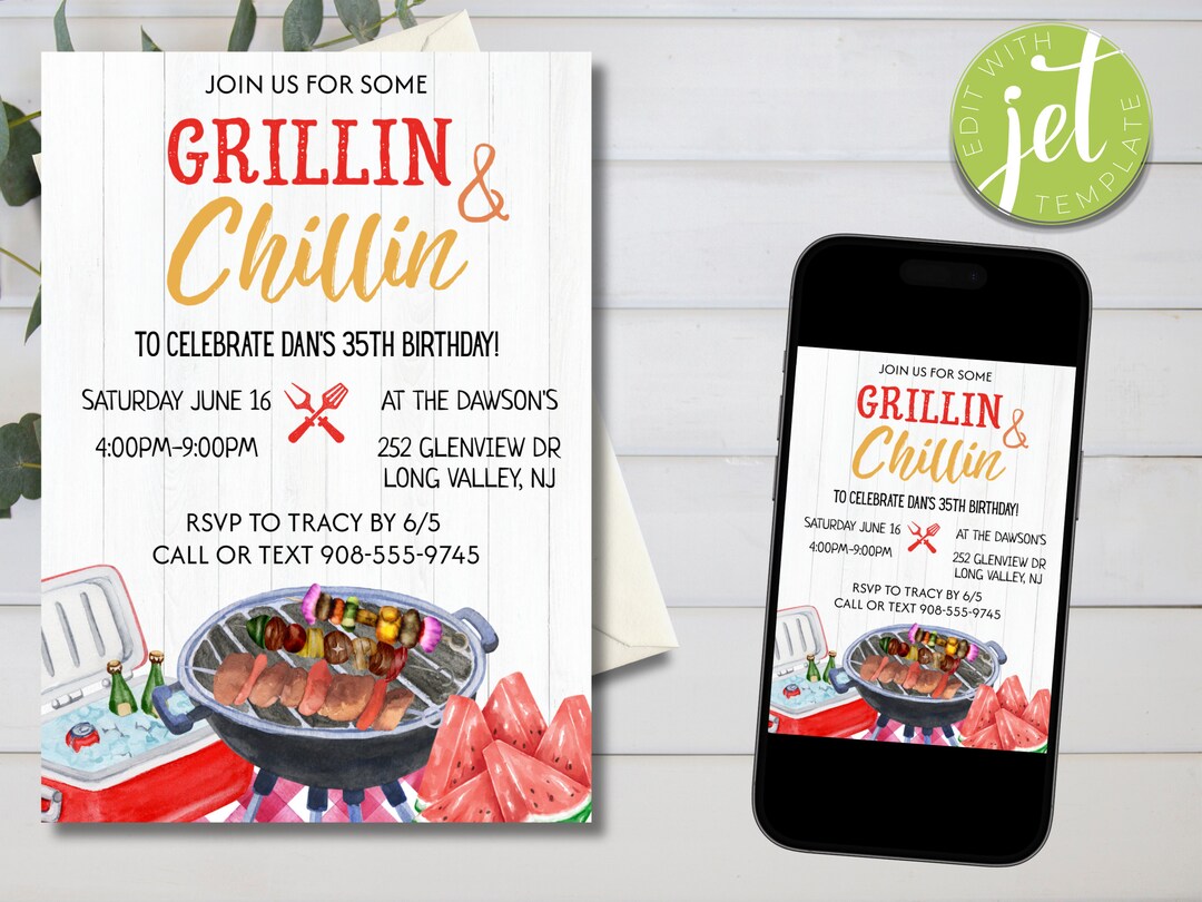 Invitation Editable Barbeque Party Invitation Editable Grilling and ...