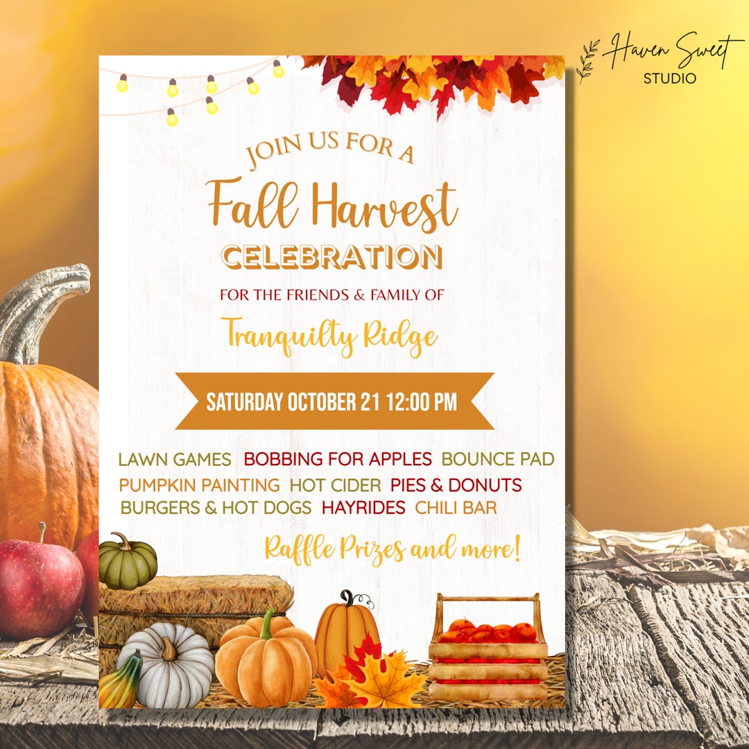 Fall Harvest Invitation - Fall Harvest Invite - Fall Harvest ...