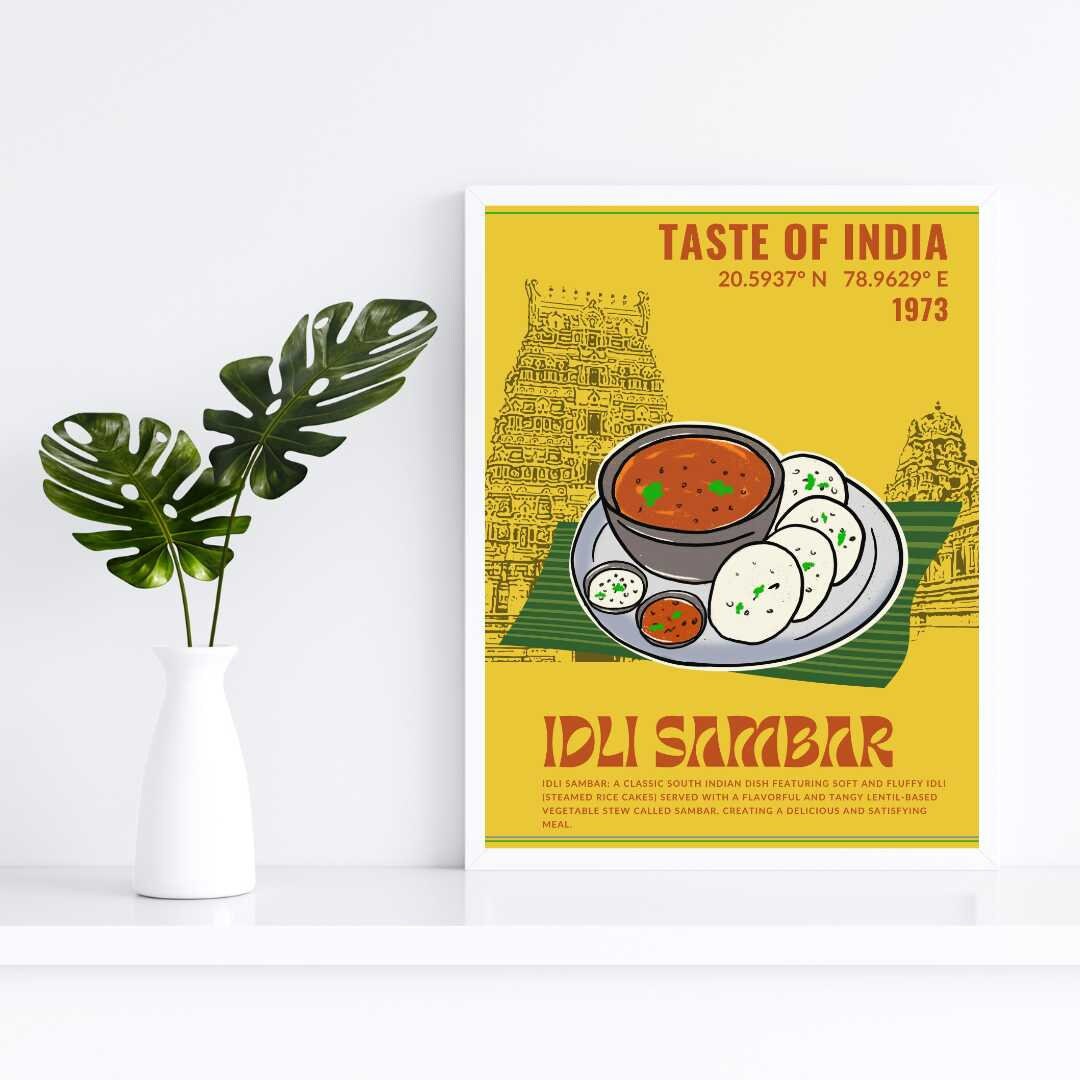 Idli Sambar | India Poster | Desi Art | Kitchen Décor | Food Art ...