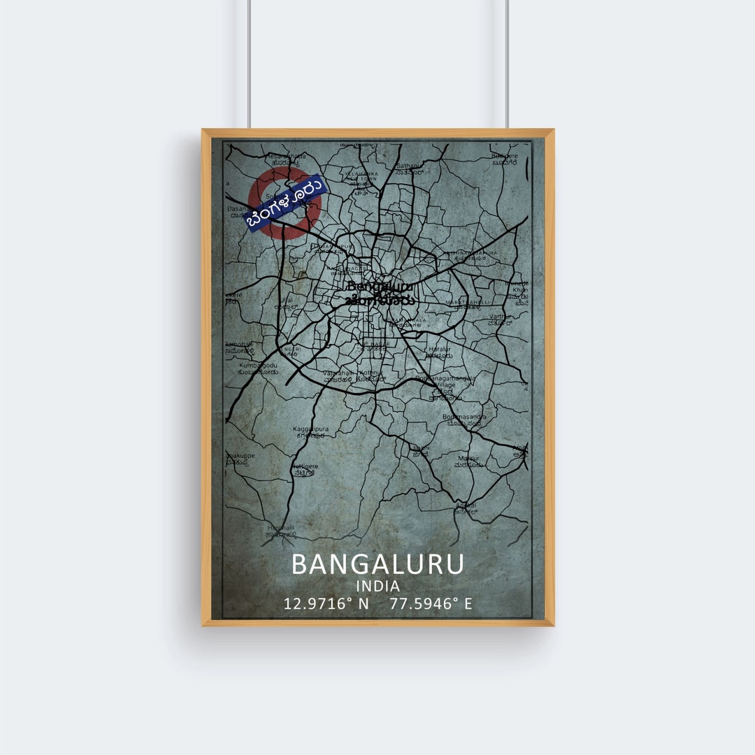 Bengaluru Map Print | Bengaluru Map | India Map Art | Bengaluru City ...