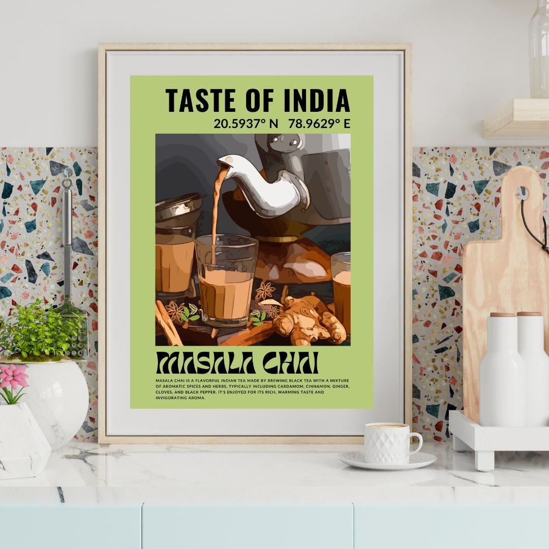 Masala Chai | India Poster | Desi Art | Kitchen Décor | Food Art ...