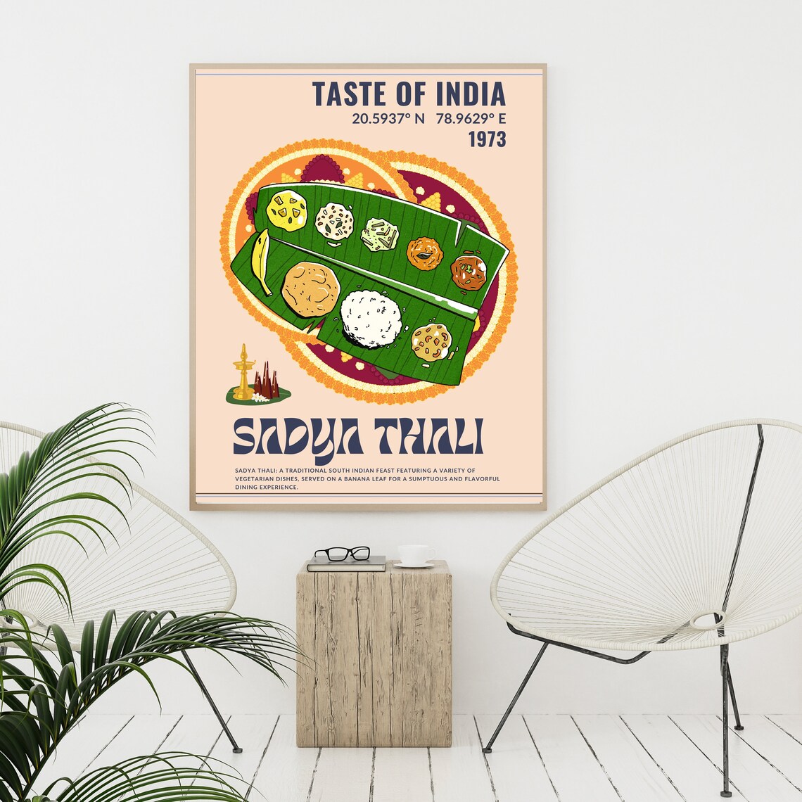 Sadya Thali | India Poster | Desi Art | Kitchen Décor | Food Art | Mid ...